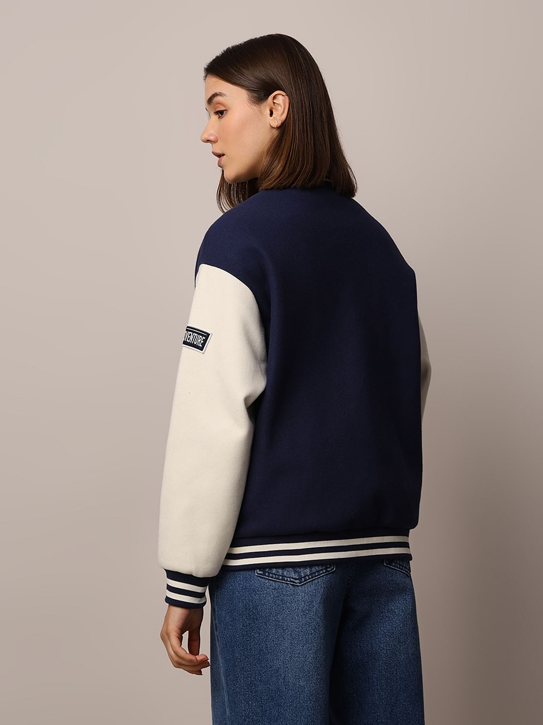 Navy Blue Varsity Bomber Jacket